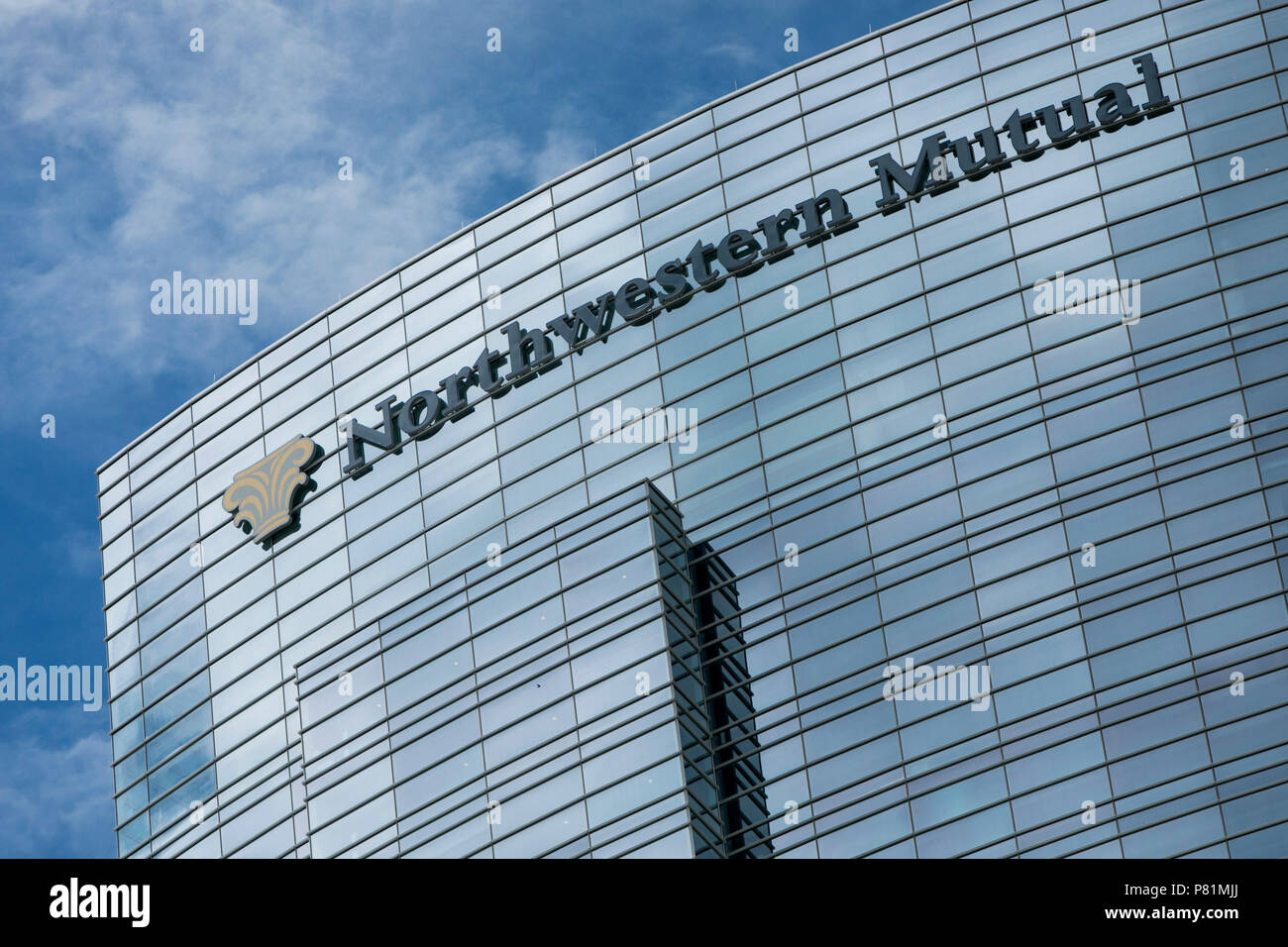 A logo sign on the Northwestern Mutual Tower, headquarters of ...