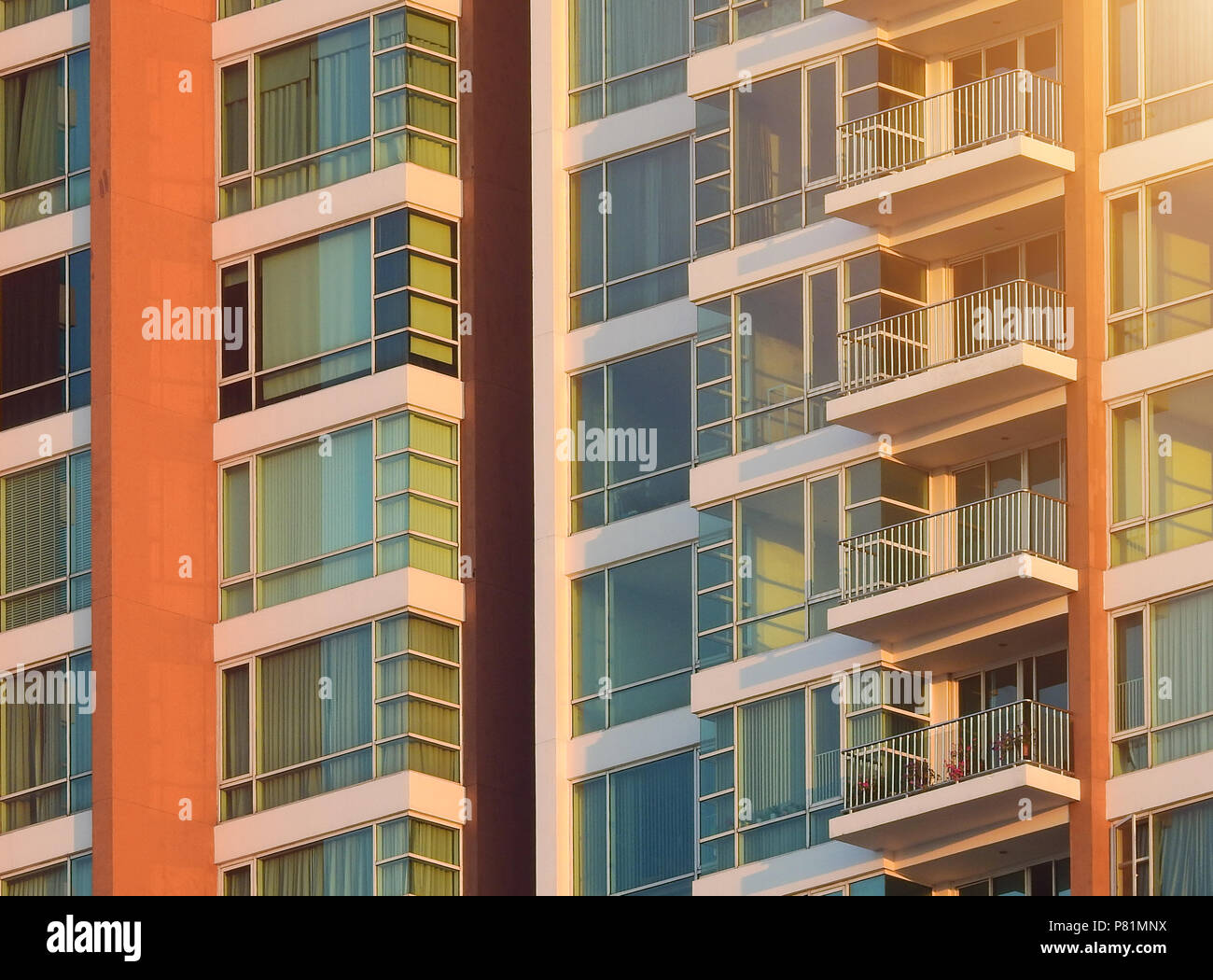 Close up of blue modern office building Stock Photo - Alamy