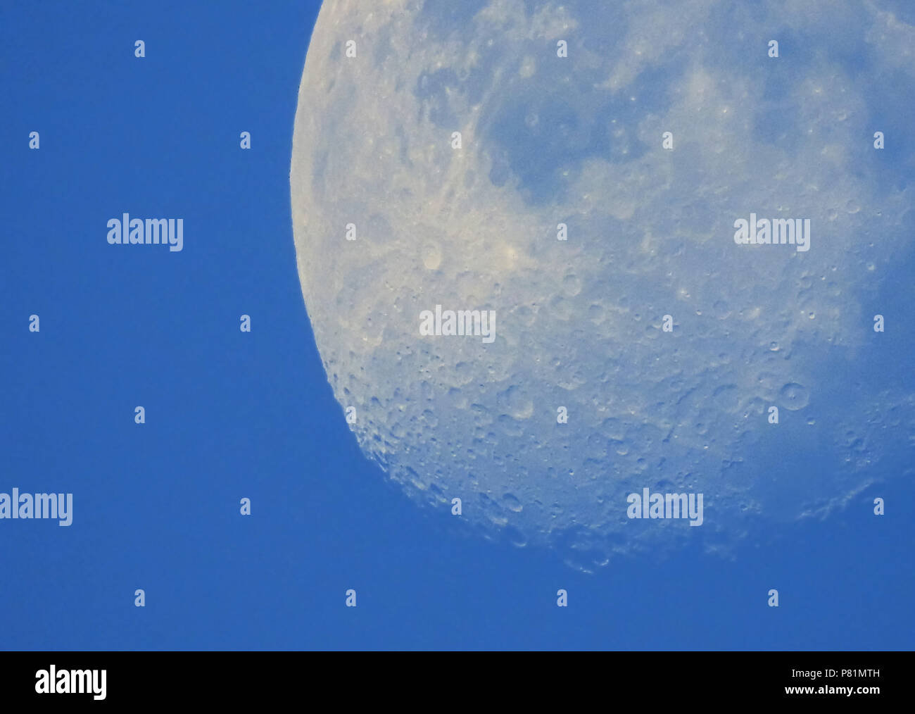 Phase of the white moon in daytime Stock Photo - Alamy