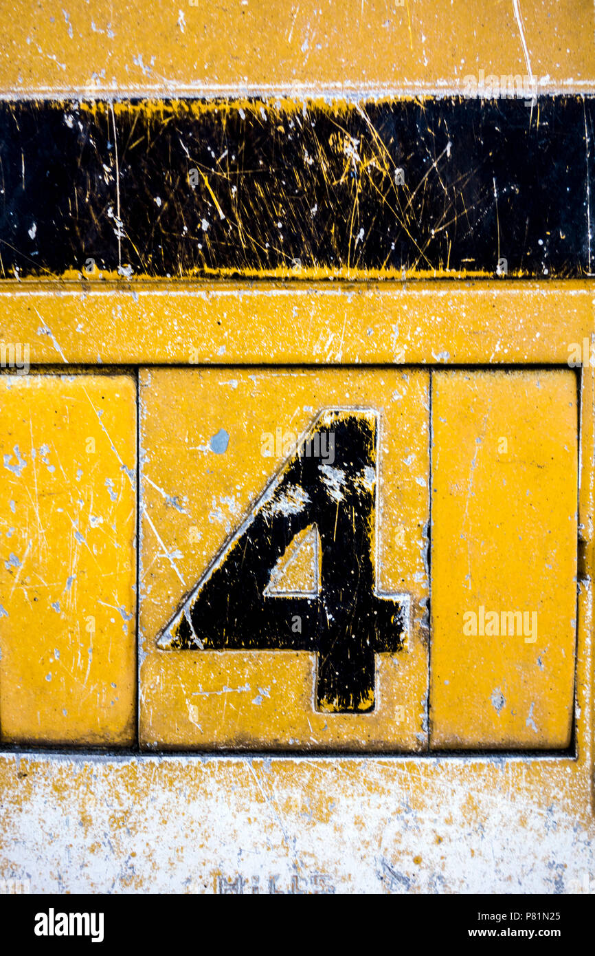 Written Wording in Distressed State Typography Found Number Four 4 ...