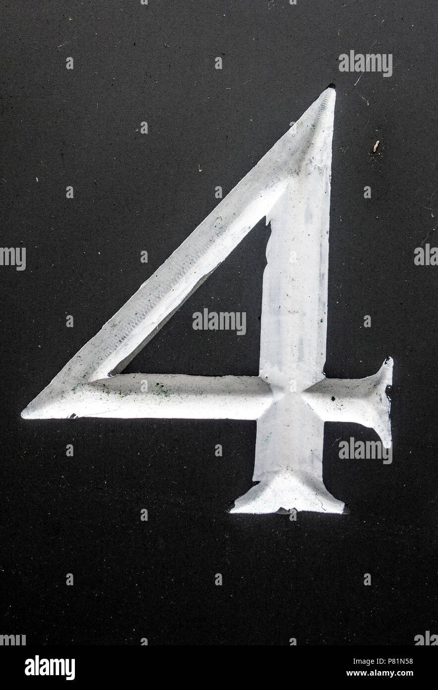 Written Wording in Distressed State Typography Found Number Four 4 ...