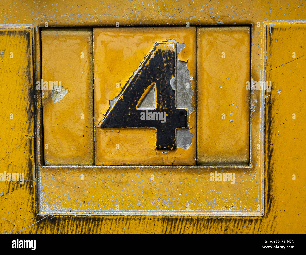Written Wording in Distressed State Typography Found Number Four 4 ...
