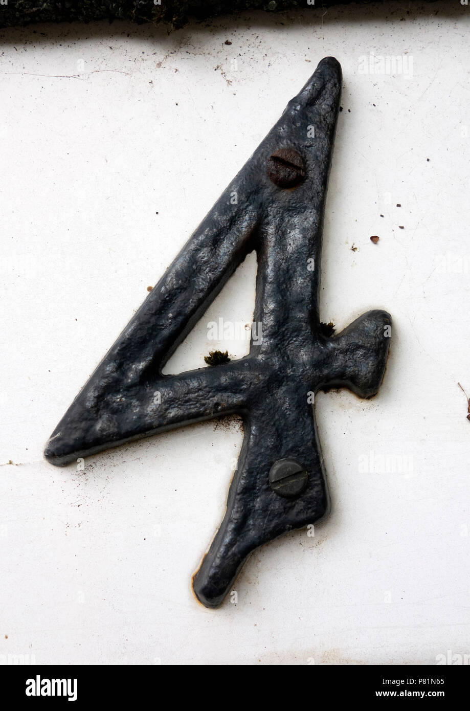 Written Wording in Distressed State Typography Found Number Four 4 ...