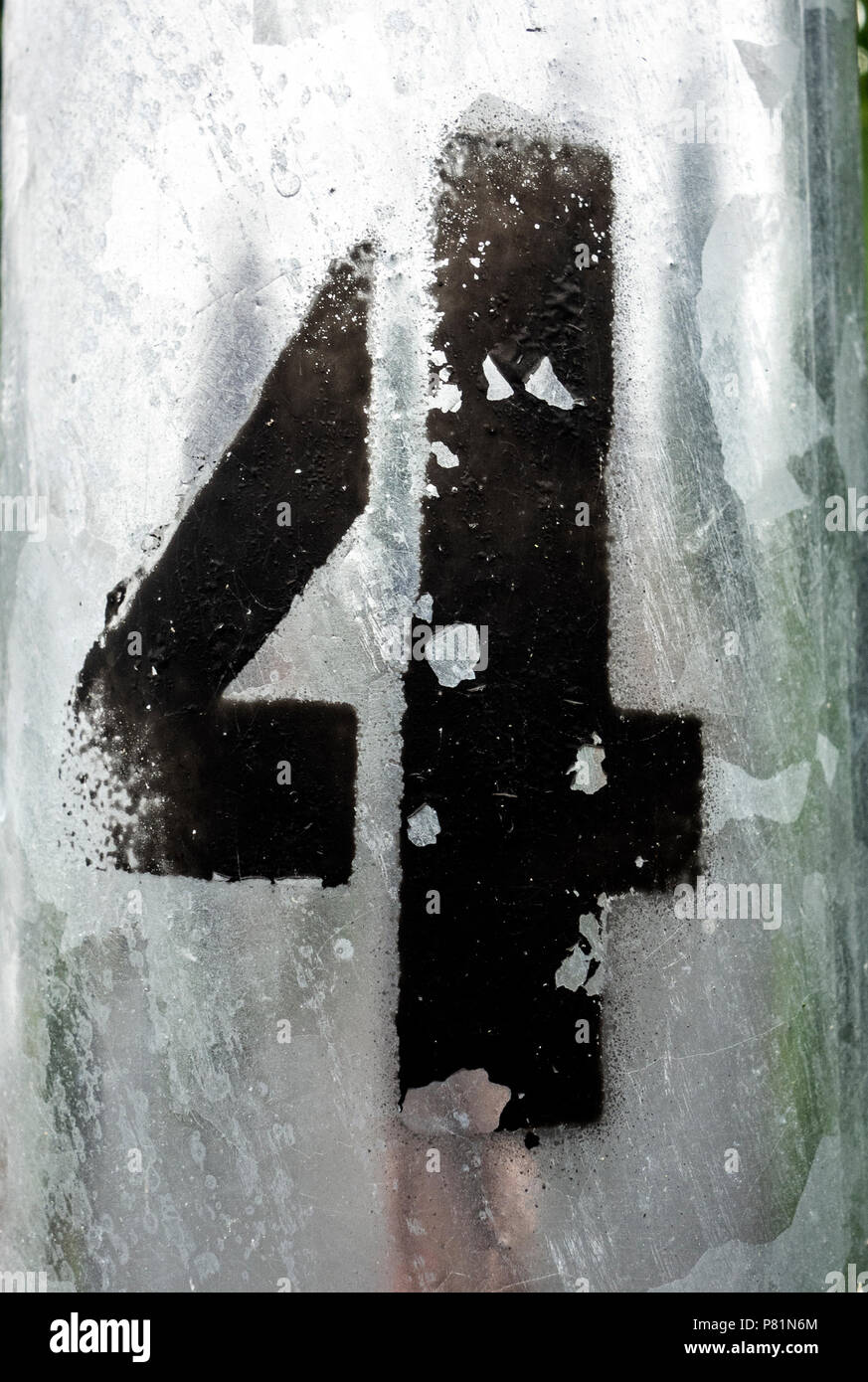 Written Wording in Distressed State Typography Found Number Four 4 ...