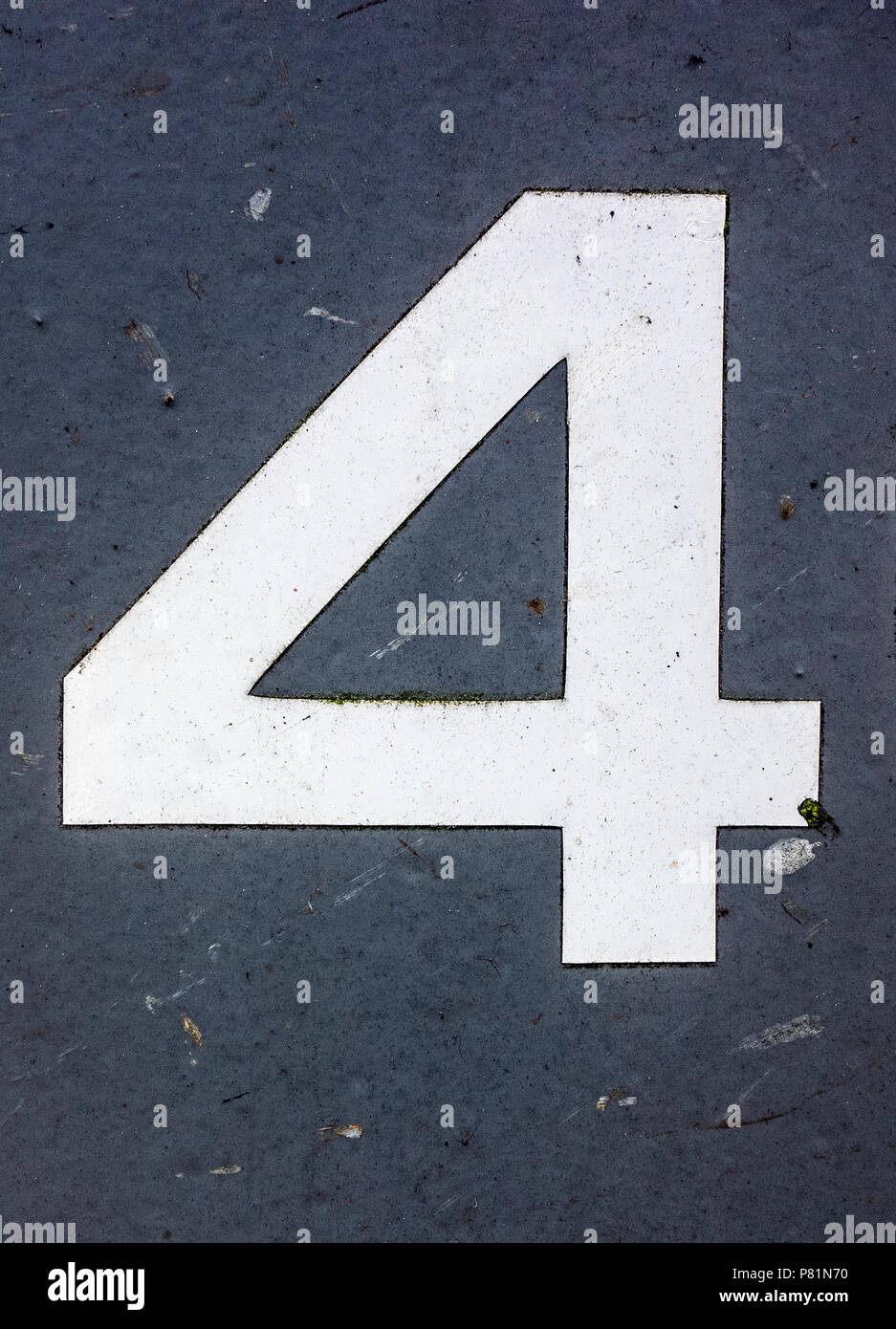 Written Wording in Distressed State Typography Found Number Four 4 ...