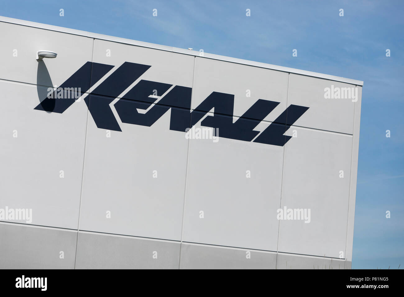 A logo sign outside of a facility occupied by Kenall Manufacturing in Kenosha, Wisconsin on June ...