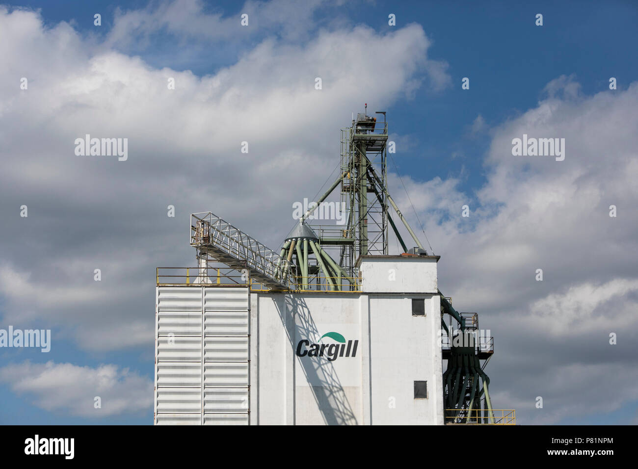 A logo sign outside of a facility occupied by Cargill Animal Nutrition ...