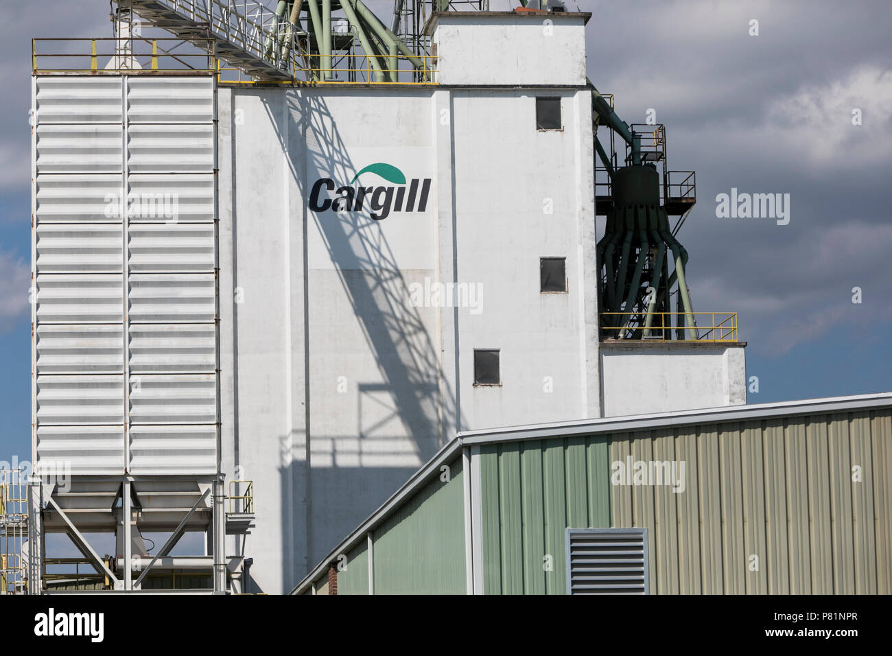 A logo sign outside of a facility occupied by Cargill Animal Nutrition ...