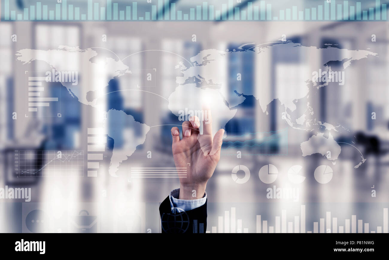 Concept of using modern technologies for business globalization Stock ...