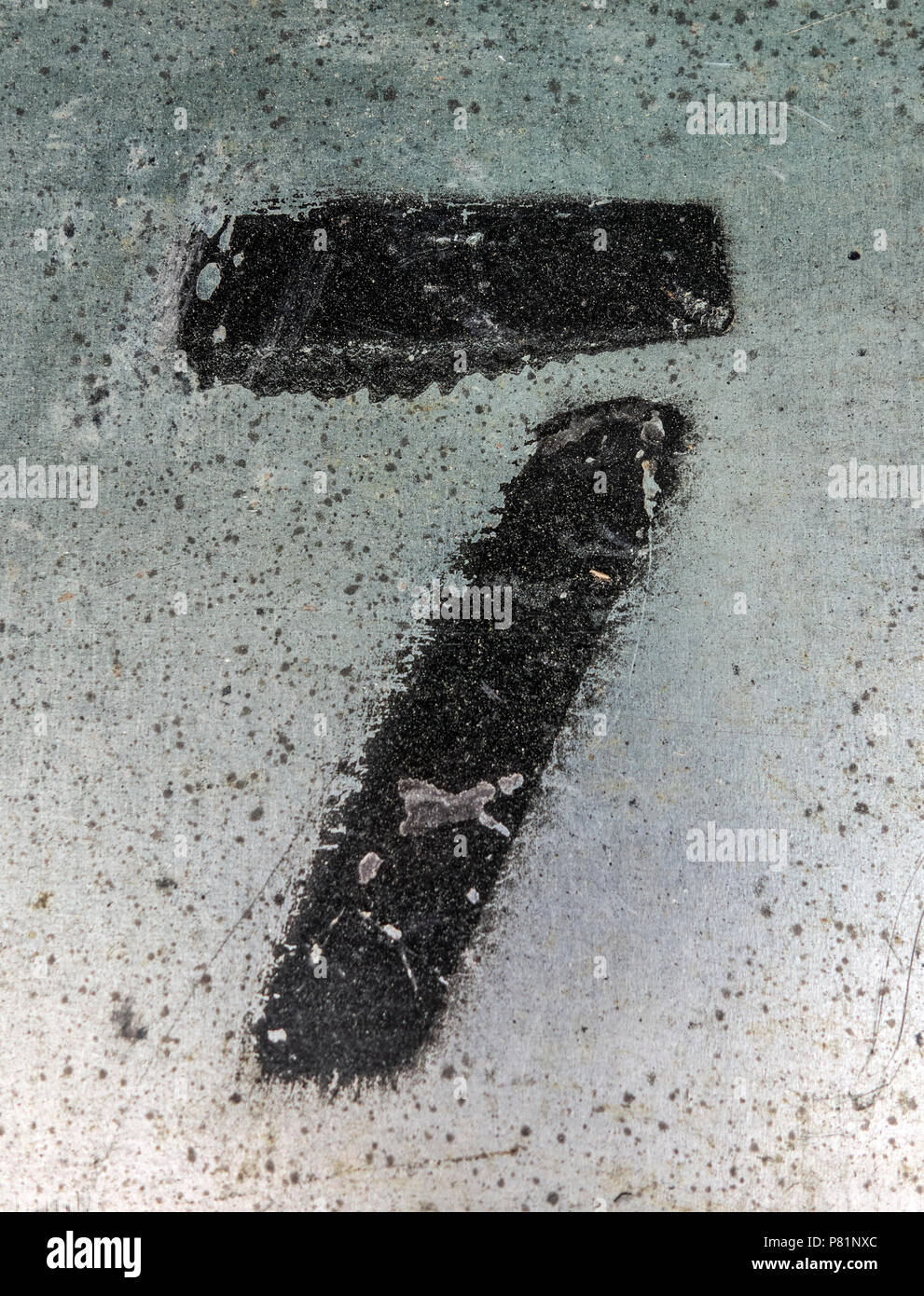 Written Wording in Distressed State Typography Found Number Seven 7 ...