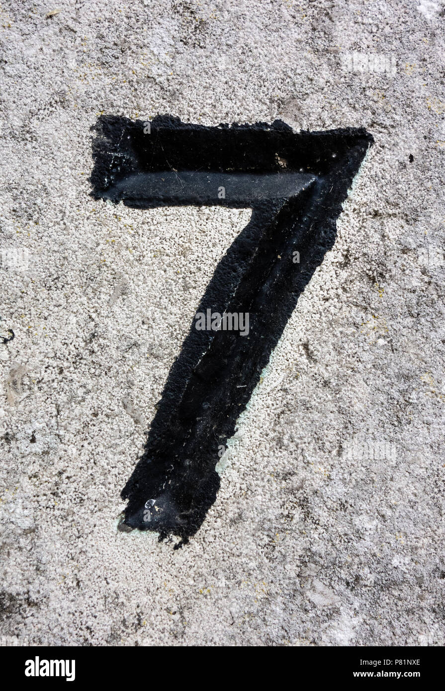 Written Wording in Distressed State Typography Found Number Seven 7 ...