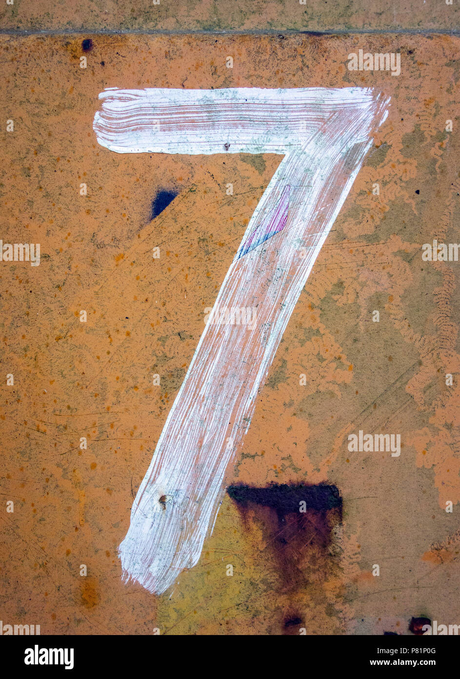 Written Wording in Distressed State Typography Found Number Seven 7 ...