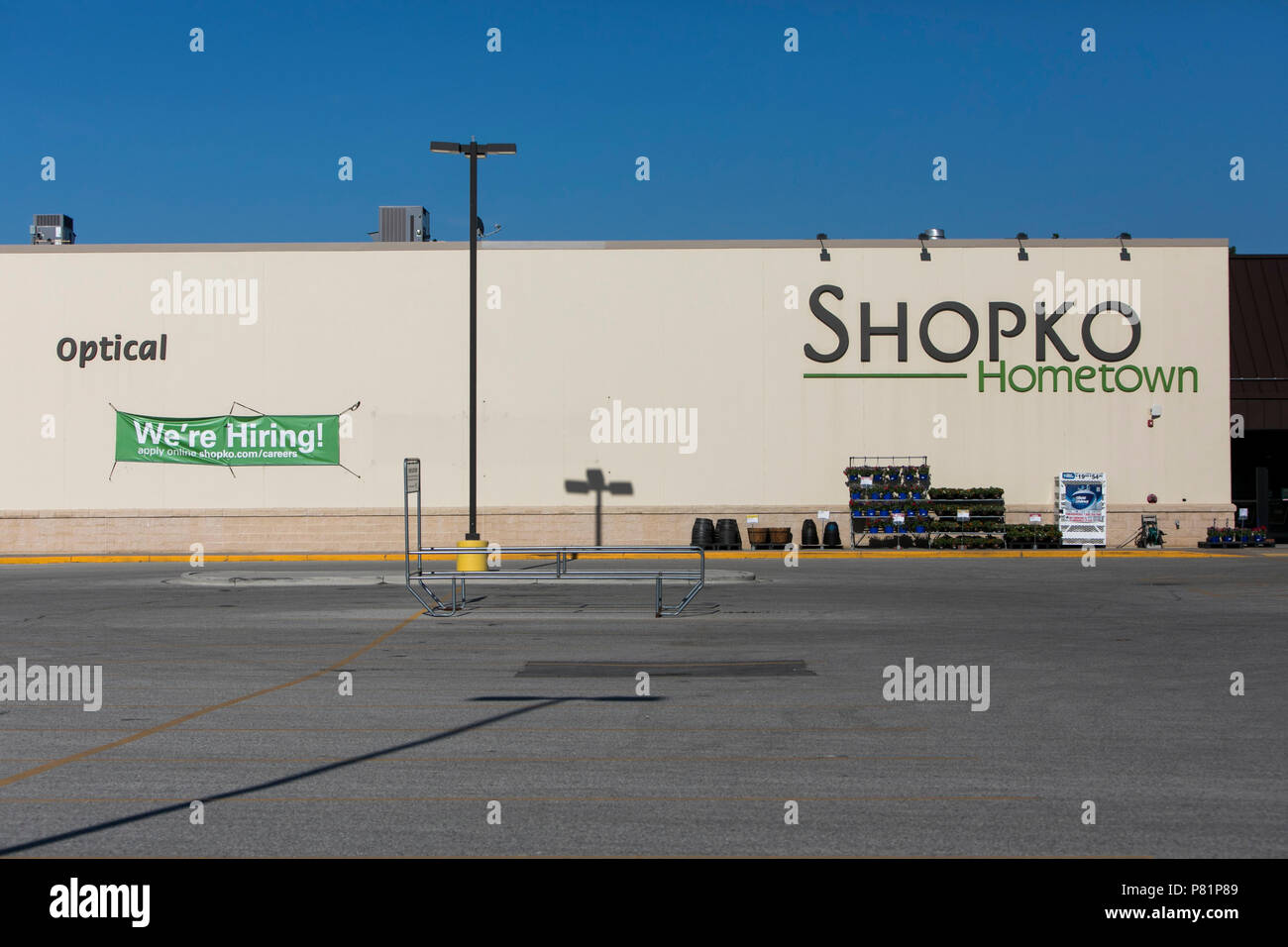 A logo sign outside of a Shopko Hometown retail store in Kiel ...