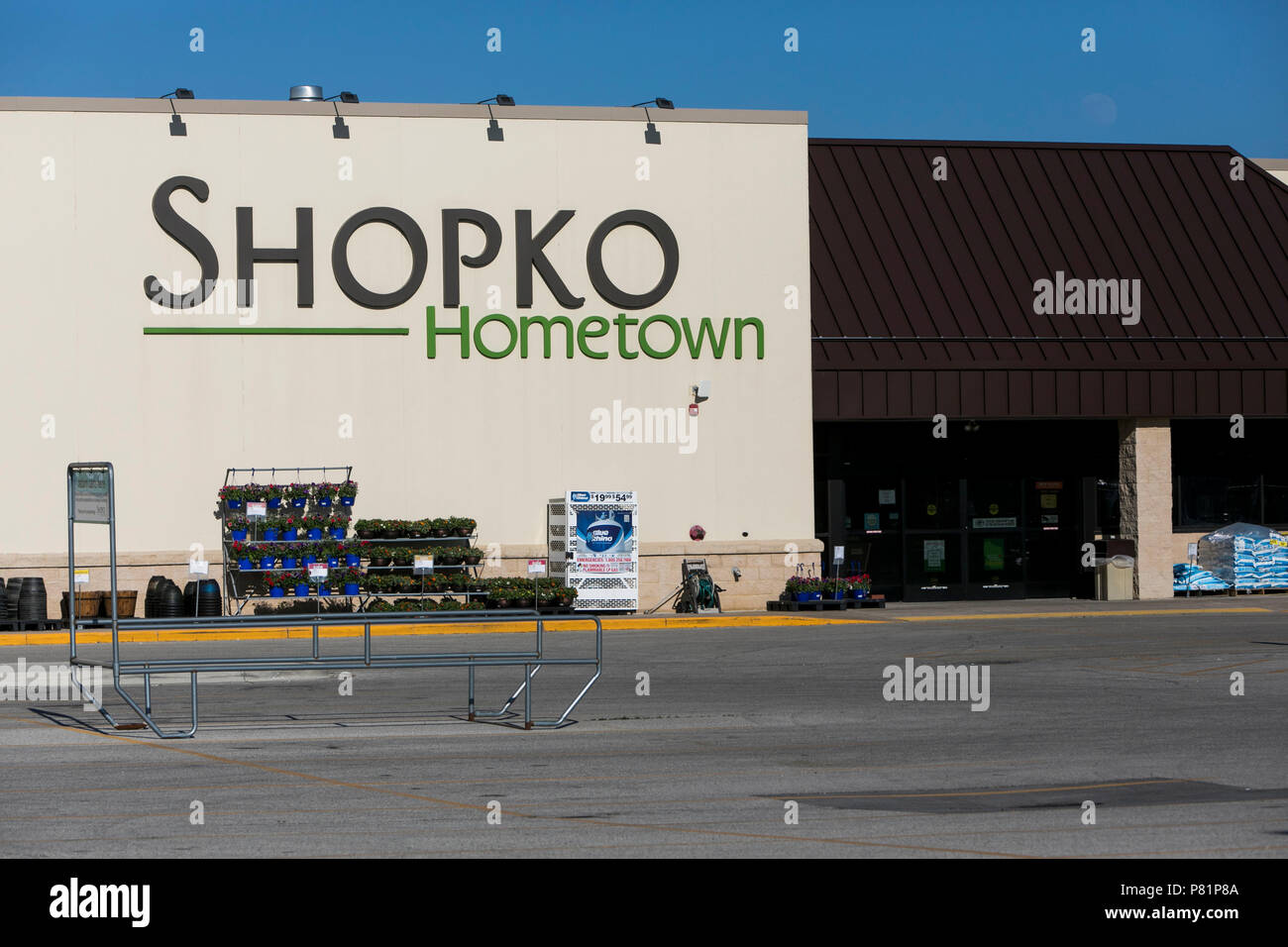 A logo sign outside of a Shopko Hometown retail store in Kiel ...