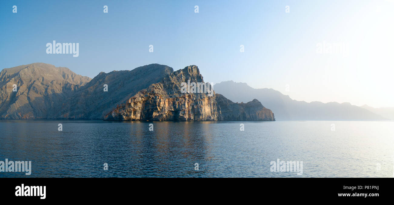 Sea tropical landscape with mountains and fjords, Oman Stock Photo - Alamy