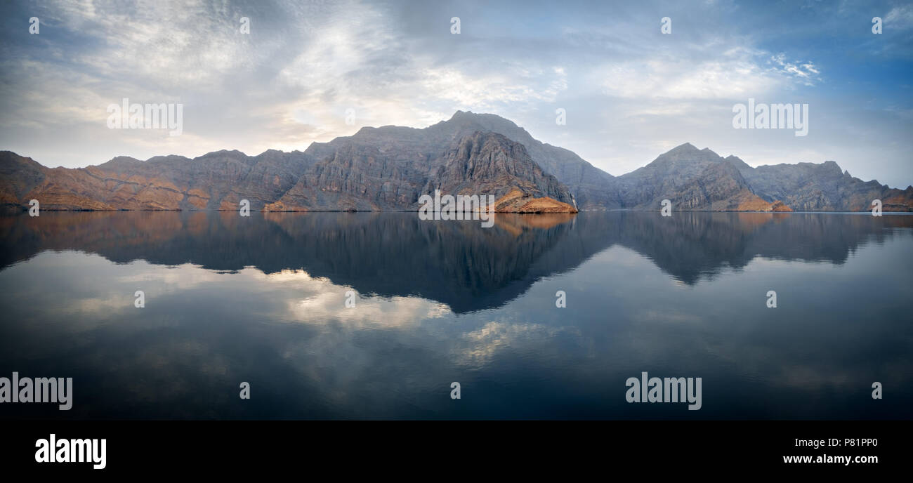 Sea tropical landscape with mountains and fjords, Oman Stock Photo - Alamy