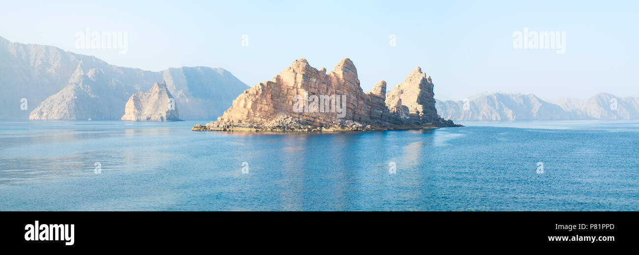 Sea tropical landscape with mountains and fjords, Oman Stock Photo - Alamy