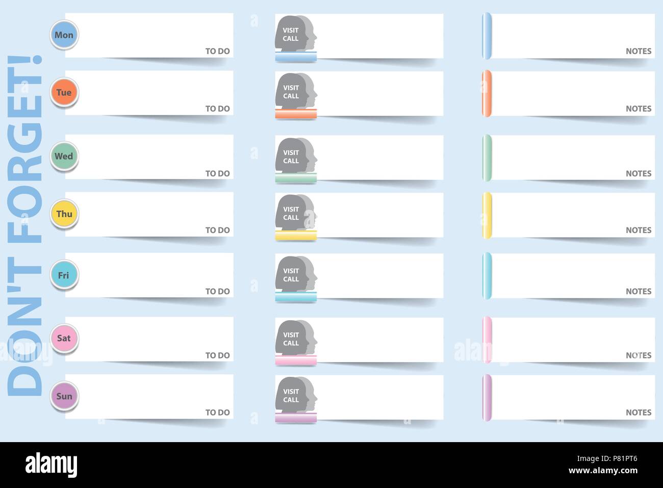 Don't forget board with a chart for notes, visits, calls and tasks for ...