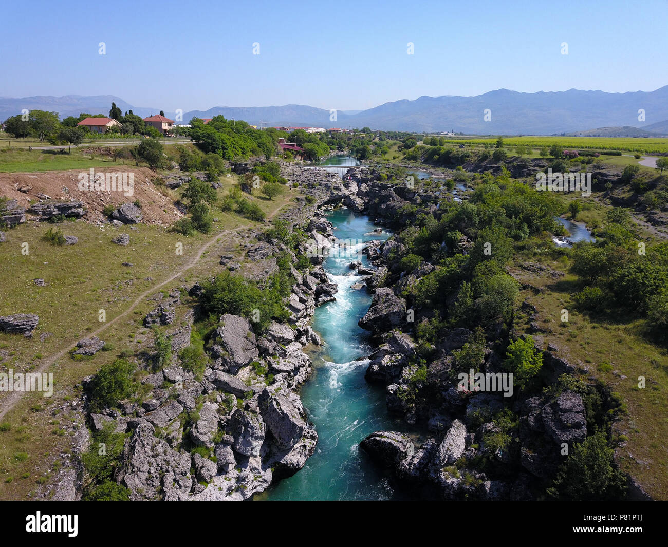 The Cijevna River that flows through Albania and Montenegro for some 64 ...