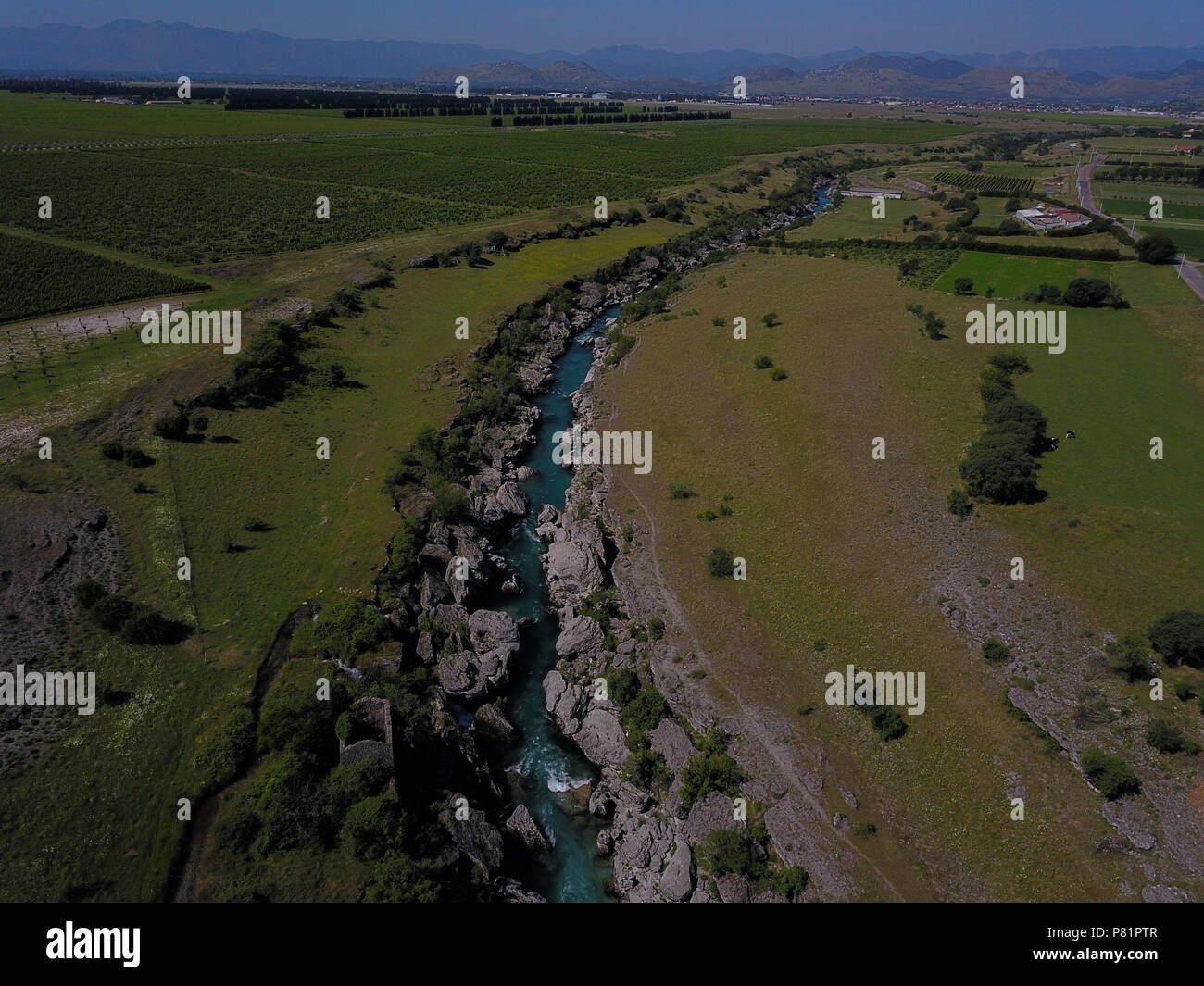 The Cijevna River that flows through Albania and Montenegro for some 64 ...