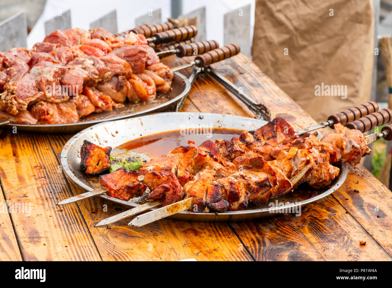 cooking fresh meat for barbecue Stock Photo - Alamy