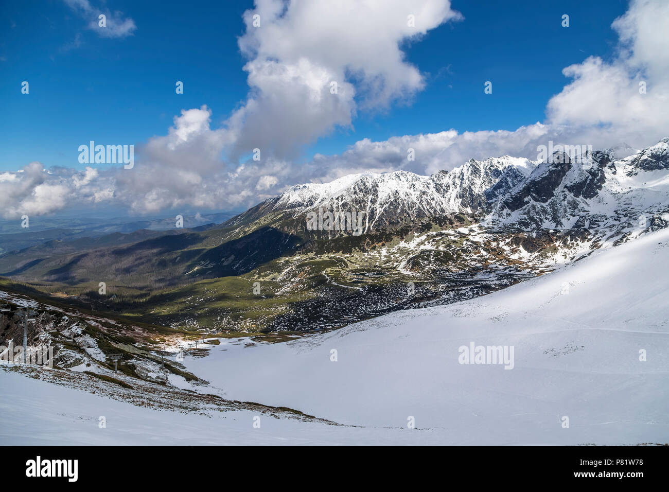 ski slope and the valley below Stock Photo - Alamy