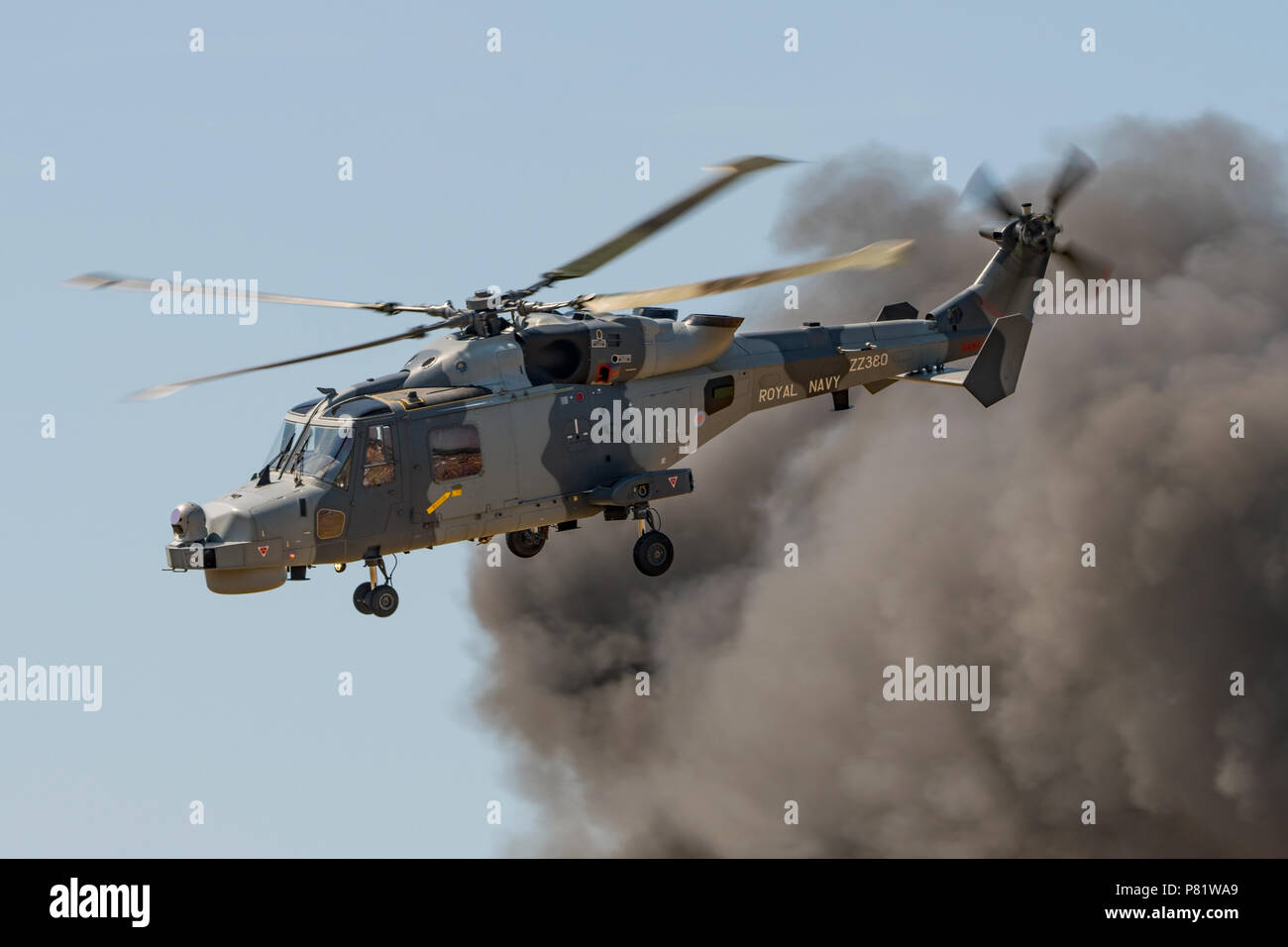 A British Royal Navy Wildcat HMA2 helicopter flown by a Australian Navy ...