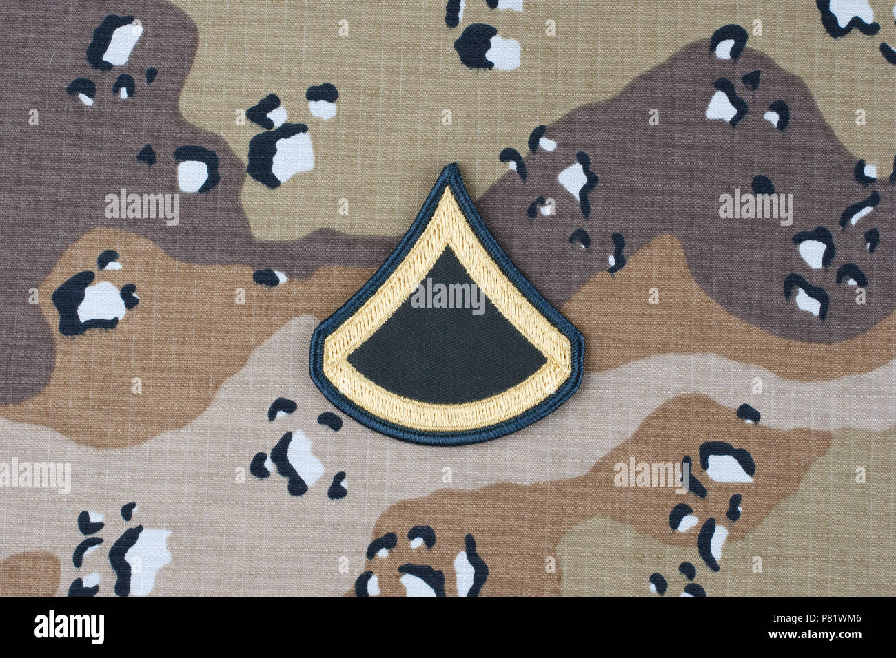 May 12, 2018. US ARMY Private First Class rank patch on desert ...