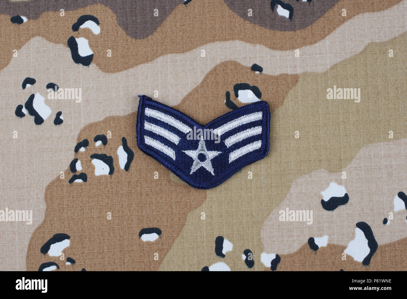 May 12, 2018. US AIR FORCE Senior Airman rank patch on desert ...