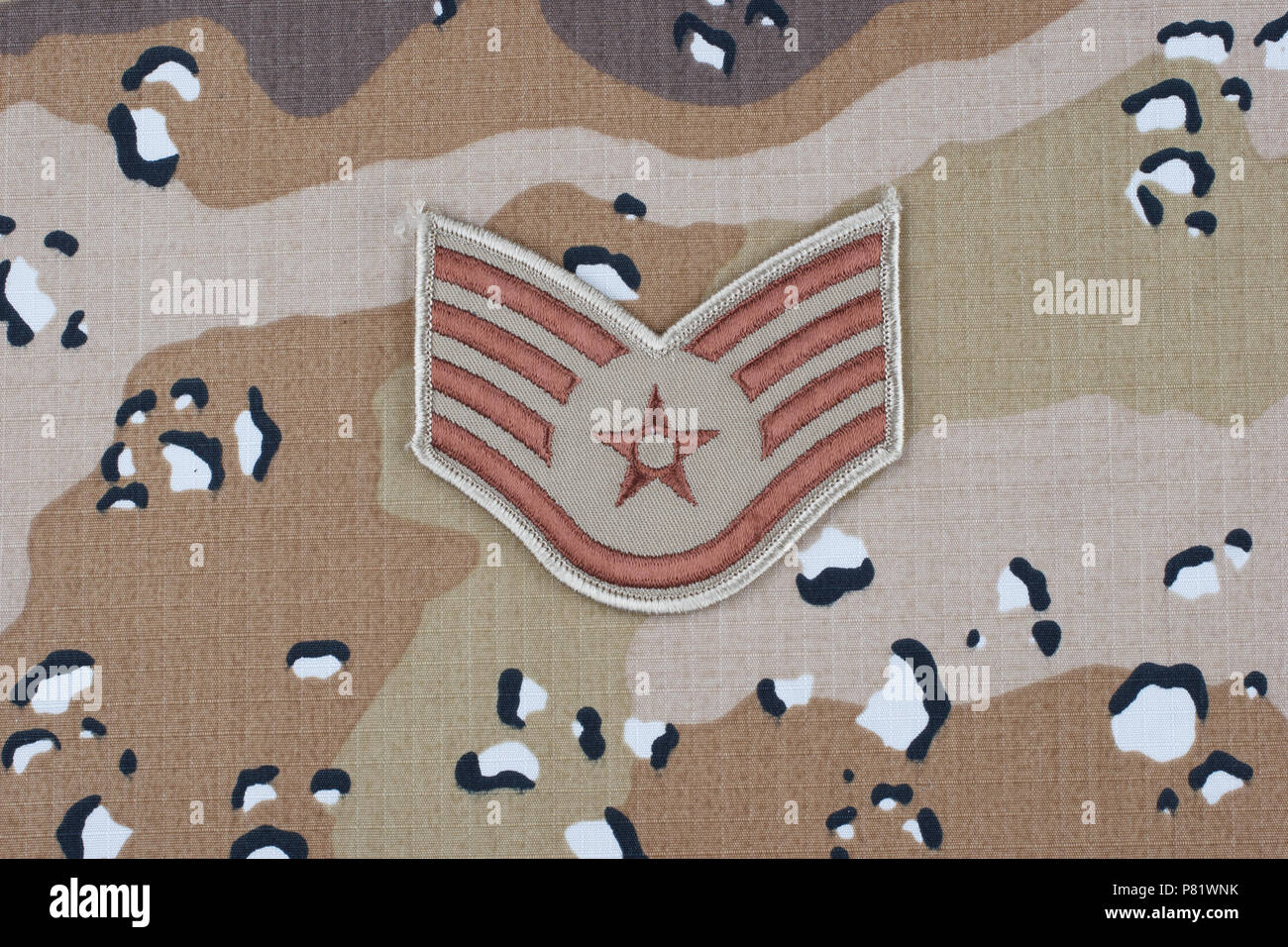 May 12, 2018. US AIR FORCE Staff Sergeant rank patch on desert ...