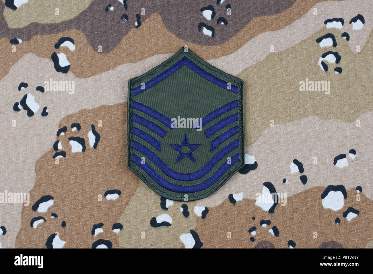 May 12, 2018. US AIR FORCE Master Sergeant rank patch on desert ...