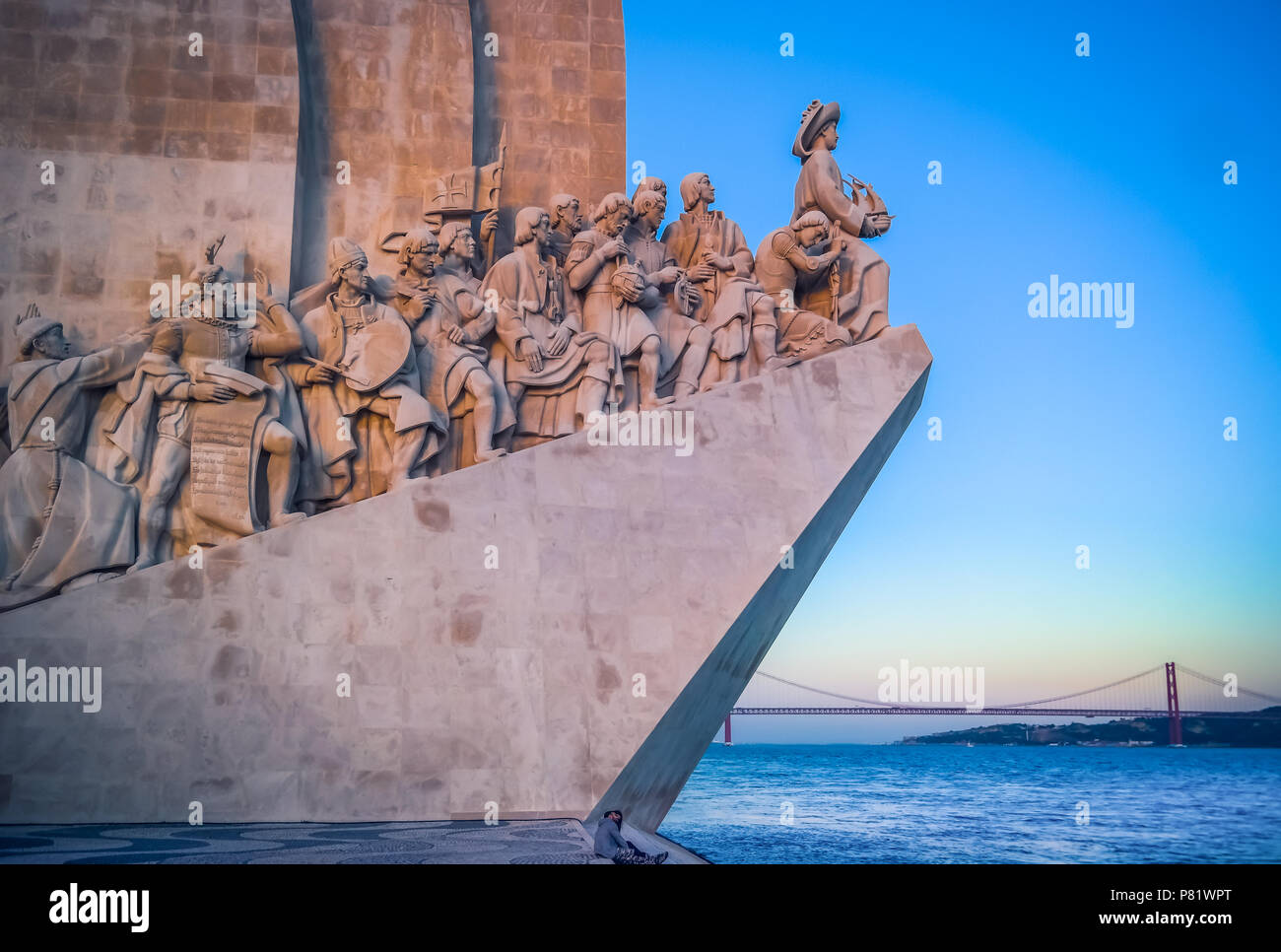 Monument to the Discoveries (Padrão dos Descobrimentos) with carved ...