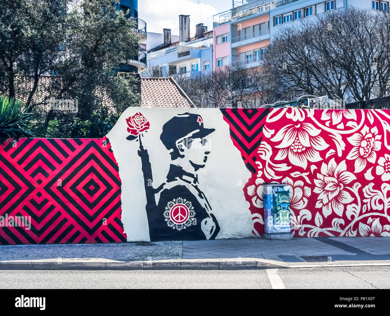 Lisbon, Portugal, mural to commemorate the Portuguese Carnation ...