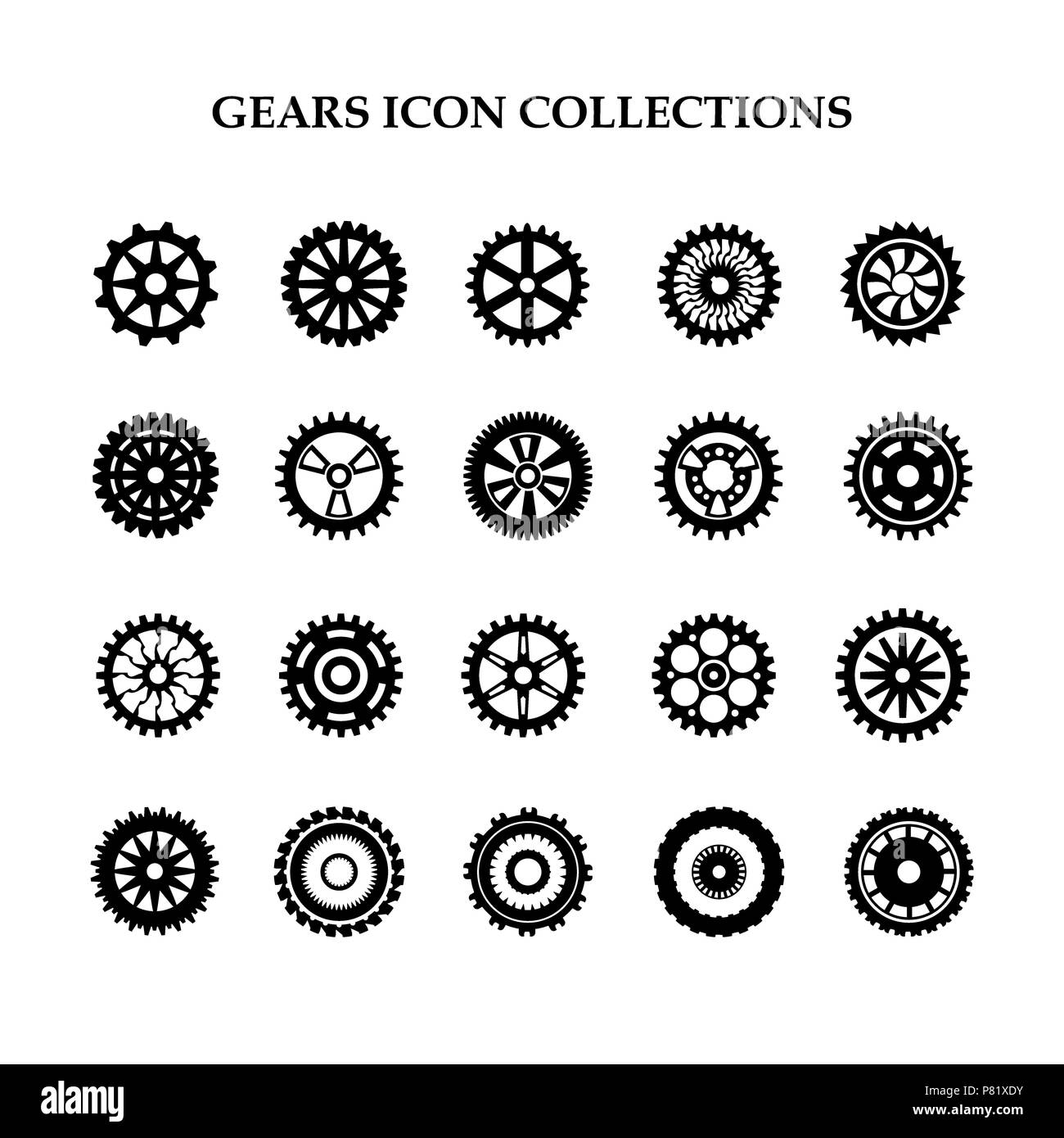 Set of black gears icon. Vector illustration Stock Photo - Alamy