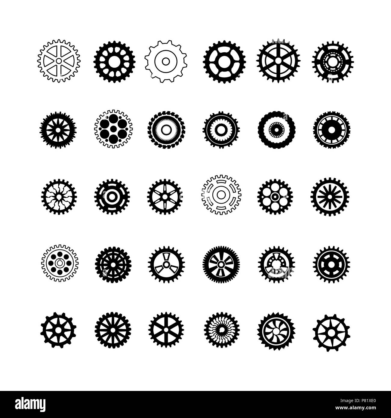 Set of black gears icon. Vector illustration Stock Photo - Alamy