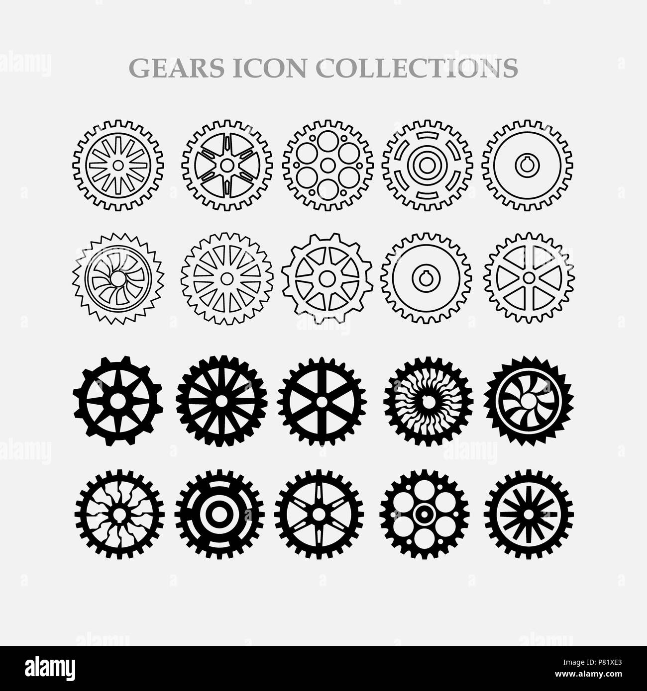 Set of black gears icon. Vector illustration Stock Photo - Alamy