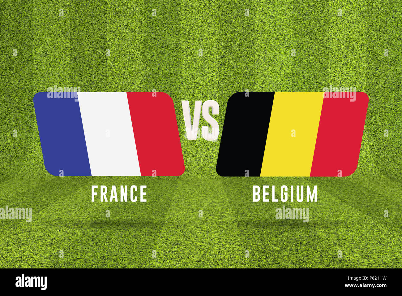 Belgium versus France soccer semi final match. 3D Rendering Stock Photo ...