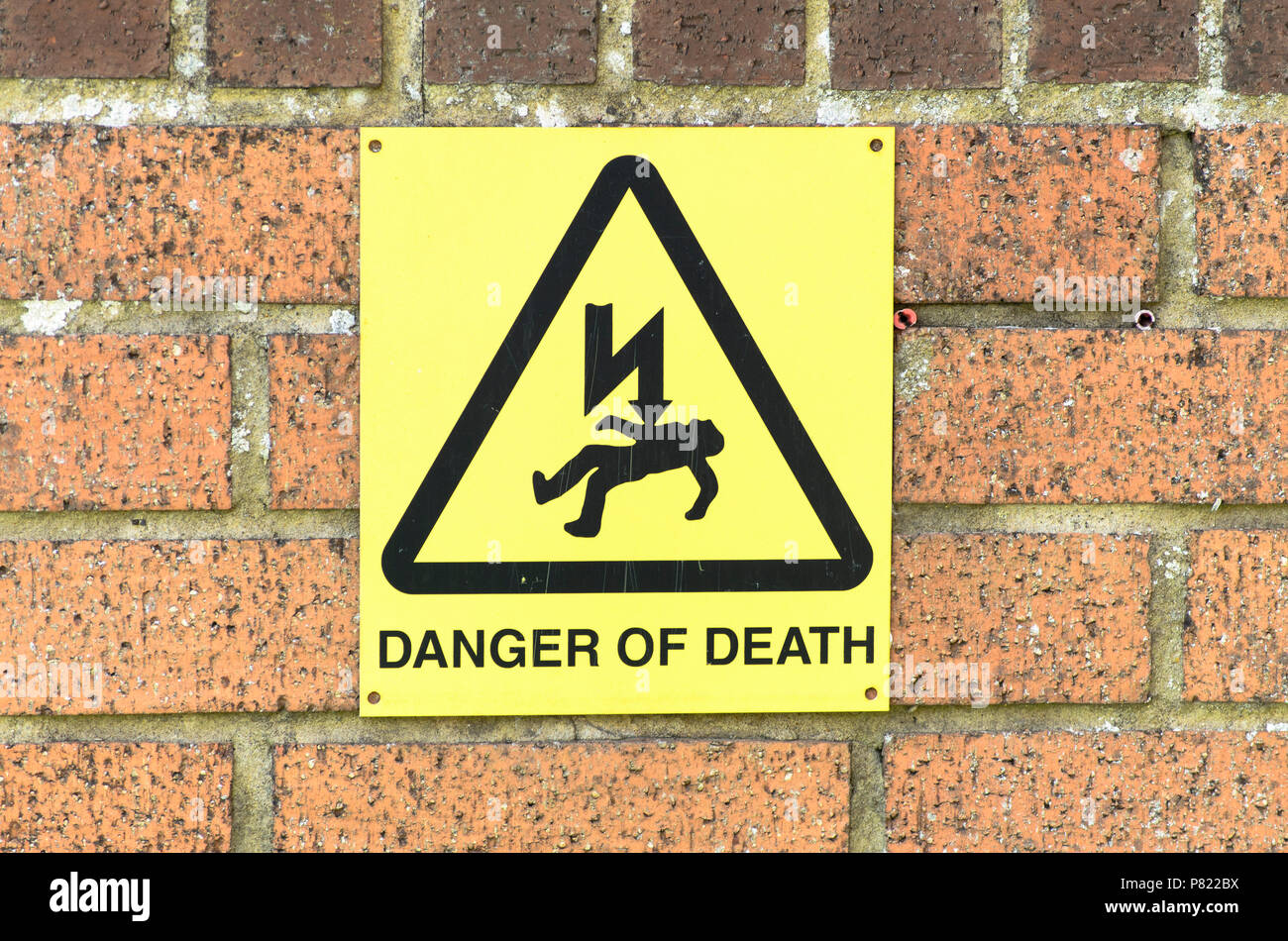 A warning sign caution danger of death,UK Stock Photo - Alamy