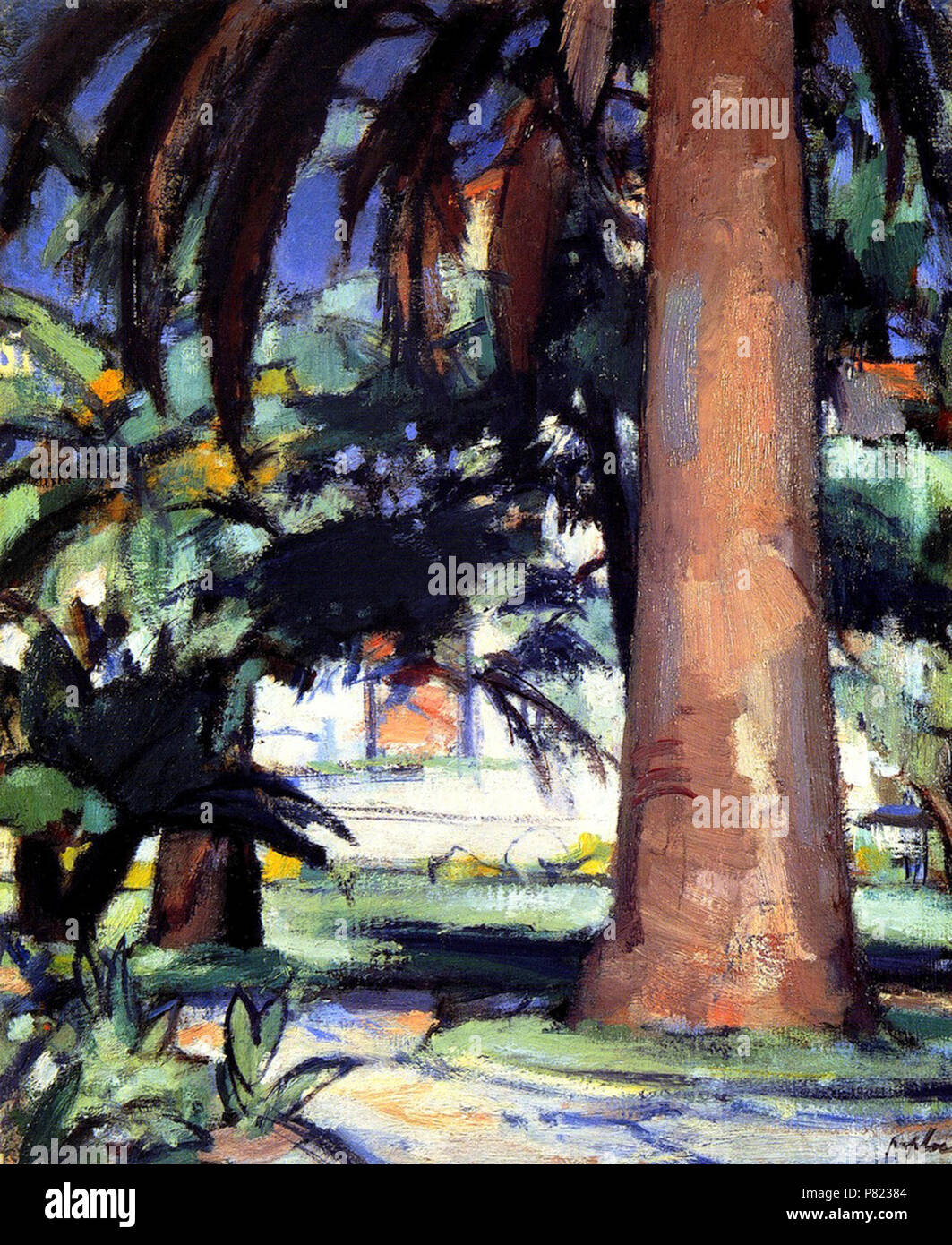 English: Palm Trees, Antibes . circa 1905 308 Peploe26 Stock Photo - Alamy