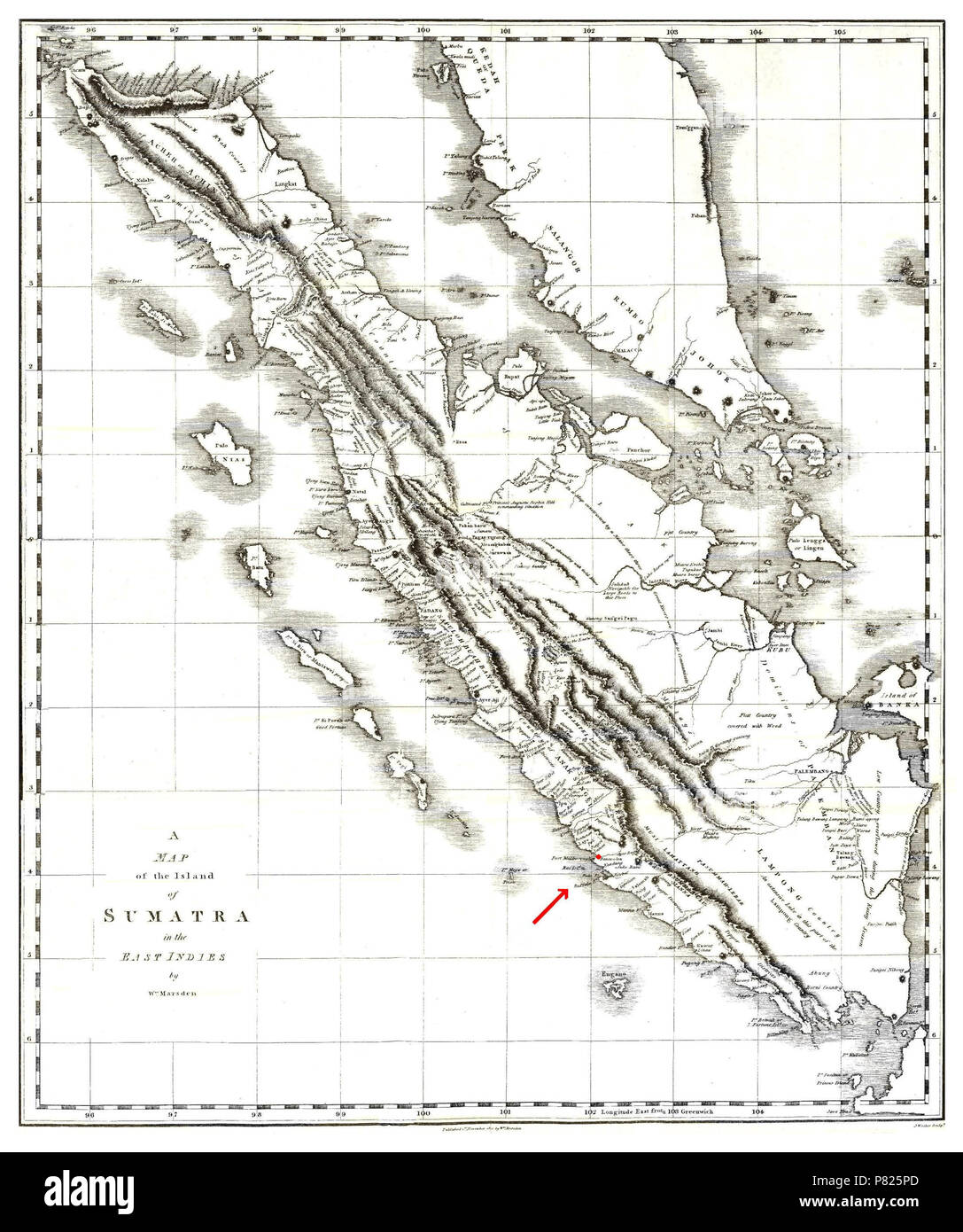 Deutsch: Map of Sumatra . 1811 261 Marsden Map of Sumatra Stock Photo ...