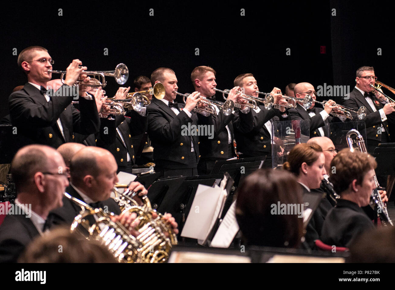 BUFFALO, NY (Mar. 1, 2016) Members of the trumpet section stand during ...