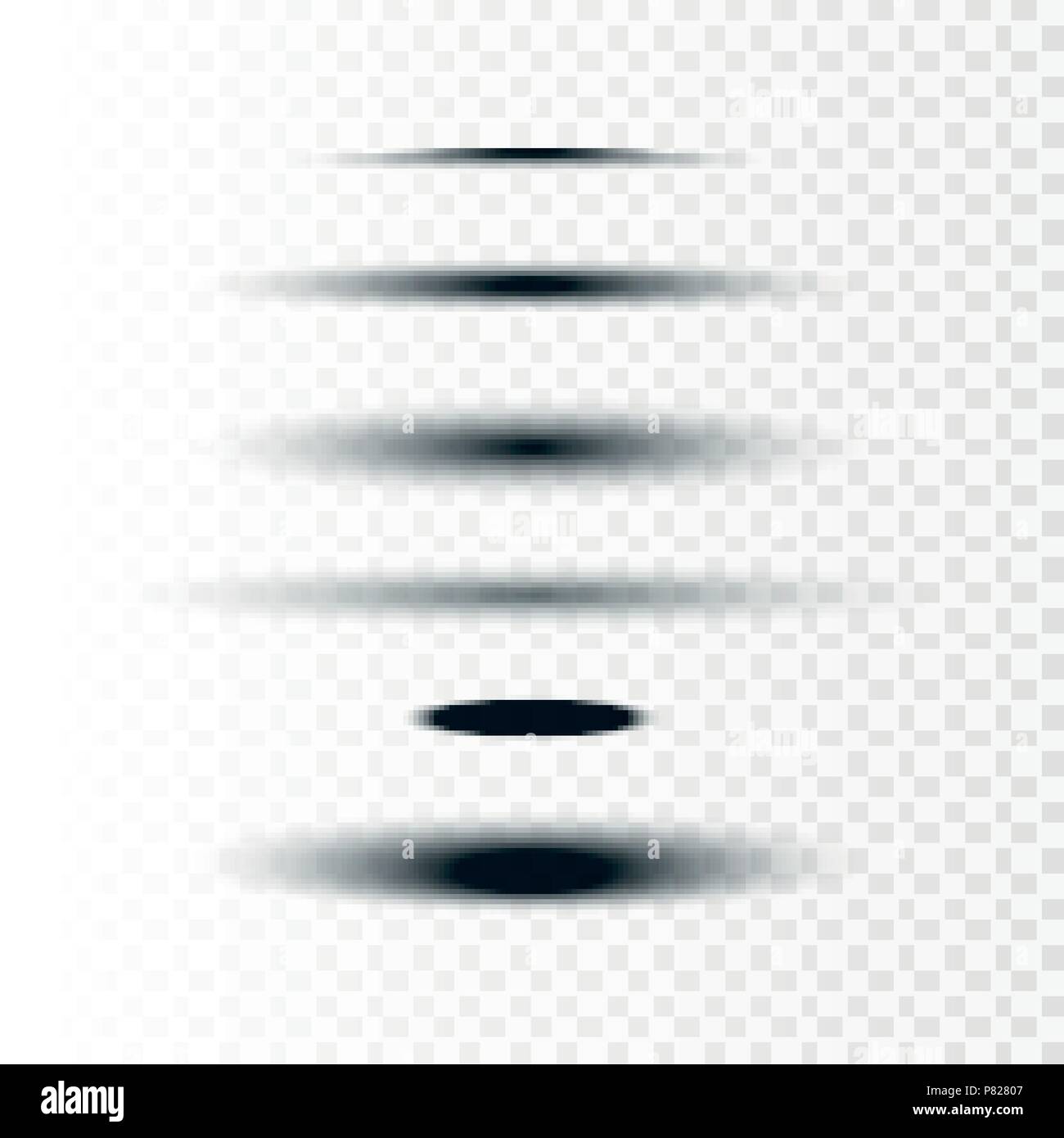 Stock vector illustration realistic round and oval set of shadows ...