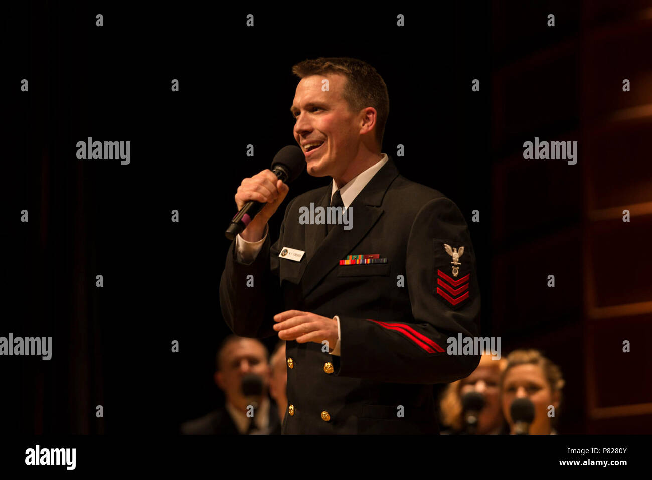 EDINBORO, PA (April 5, 2016) Musician 1st Class Bill Edwards sings with ...