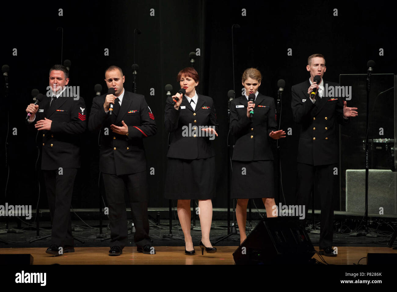 WOBURN, MA (April 18, 2016) A subset of the United States Navy Band Sea ...