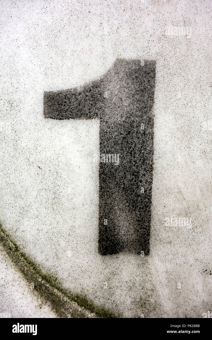 Written Wording in Distressed State Typography Found Number One 1 Stock ...
