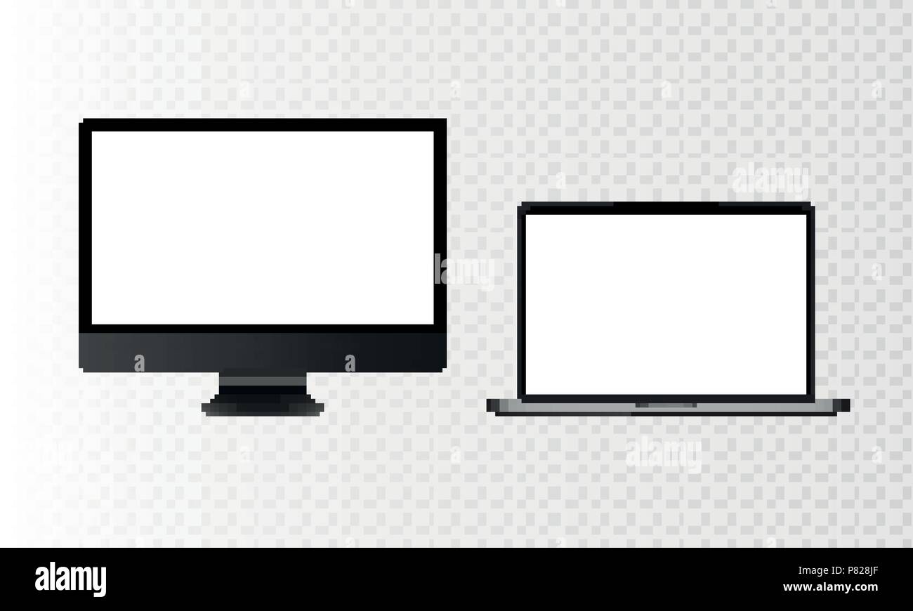 Stock vector illustration realistic set personal professional desktop ...