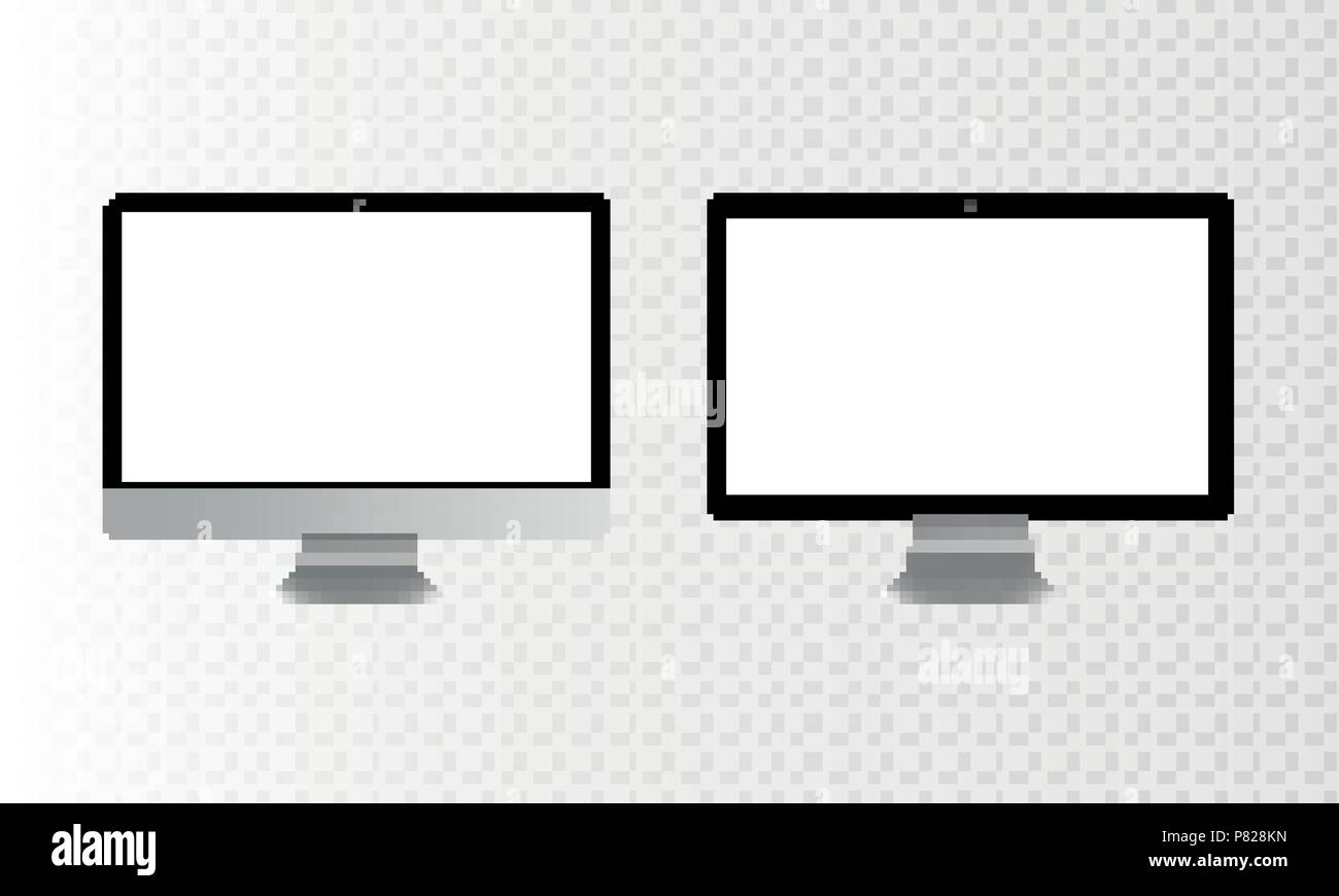 Stock vector illustration realistic set personal desktop computer, PC ...