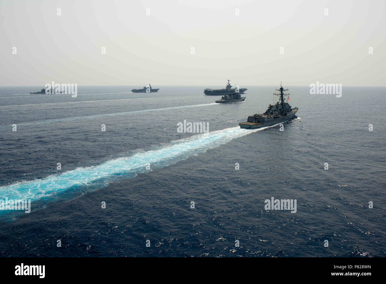 PHILIPPINE SEA (March 30, 2016) - Ships assigned to the John C. Stennis ...