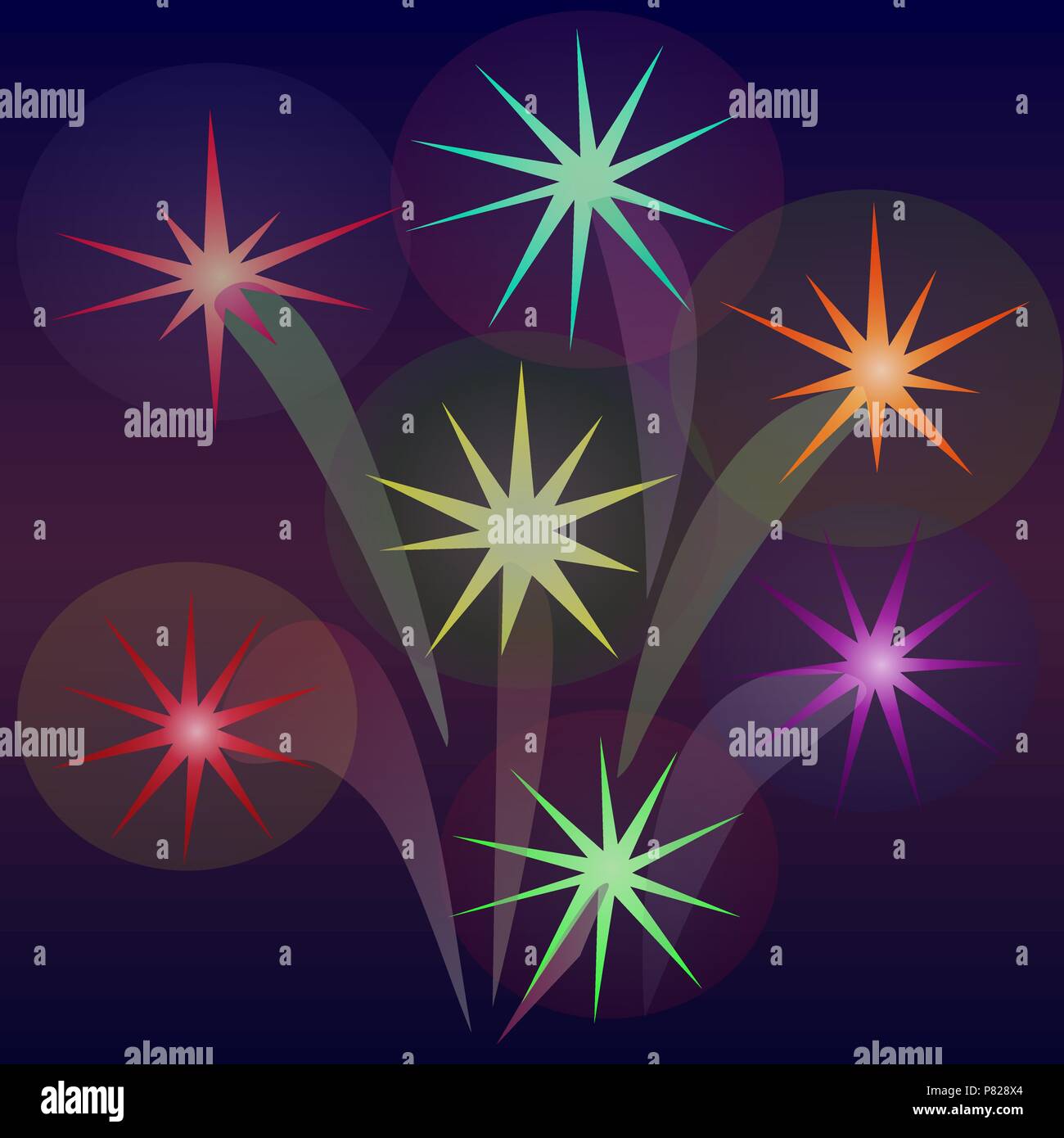 Colorful fireworks stars vector illustration Stock Vector Images - Alamy