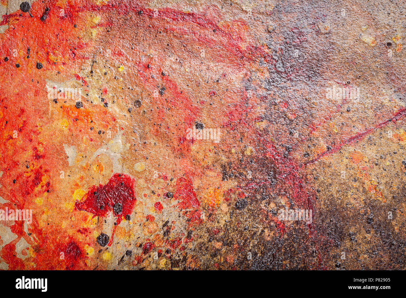 Yellow brown and red messy wall stucco texture background. Decorative ...